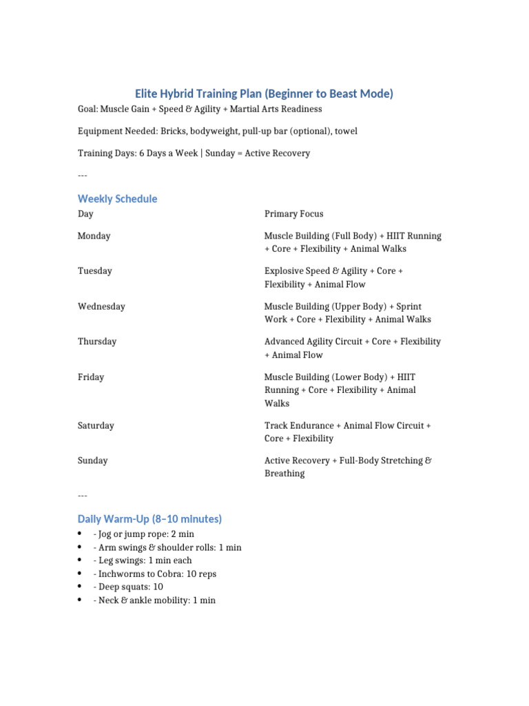 Beginner Hybrid Training Program | PDF | Physical Exercise