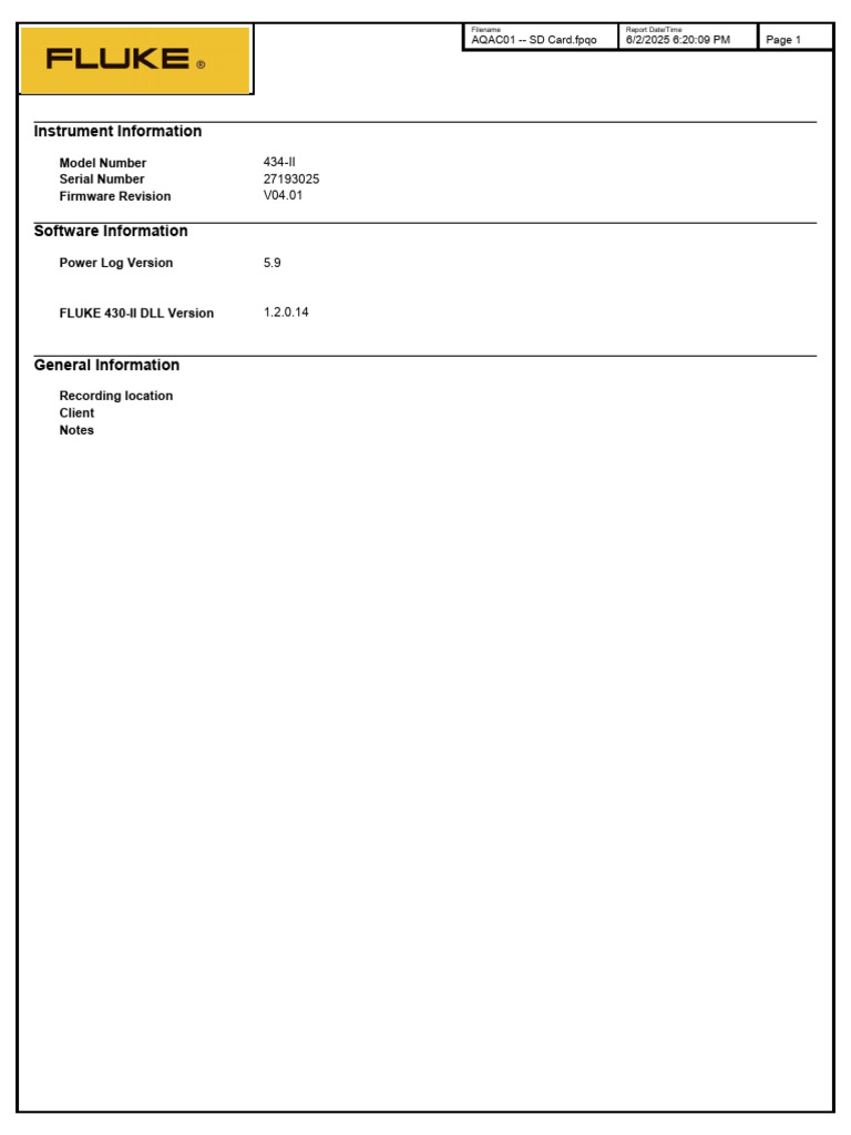 AQAC - Full Fluke Report | PDF | Alternating Current | Electricity