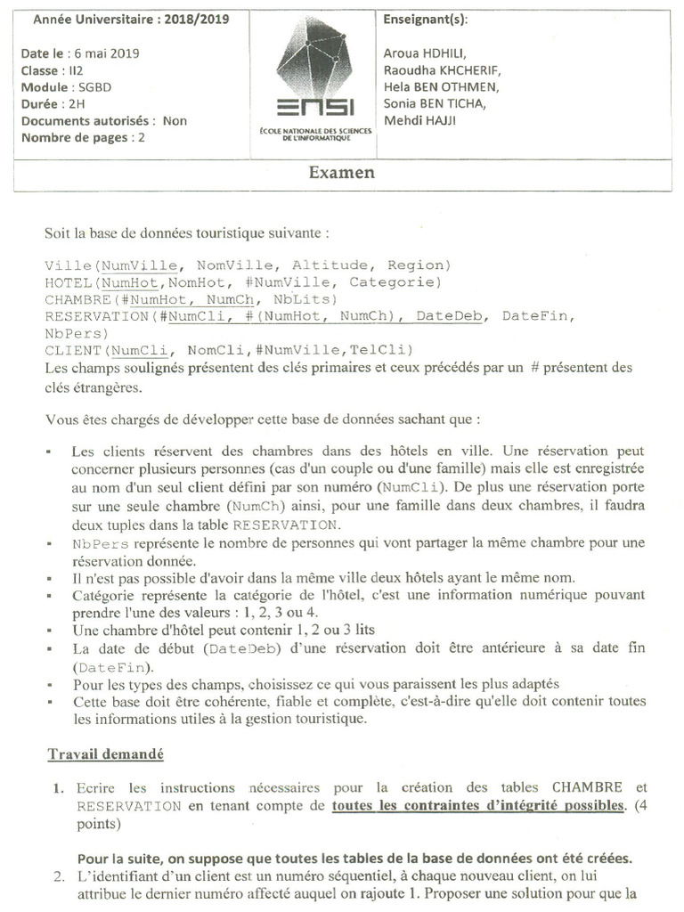 Exam 2018 2019 | PDF
