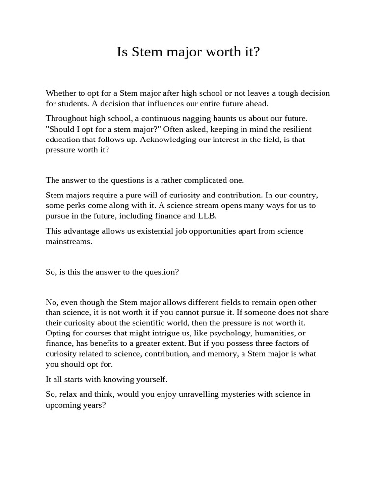 Is Stem Major Worth It | PDF