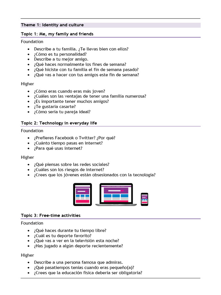 Theme 1: Identity and Culture Topic 1: Me, My Family and Friends | PDF