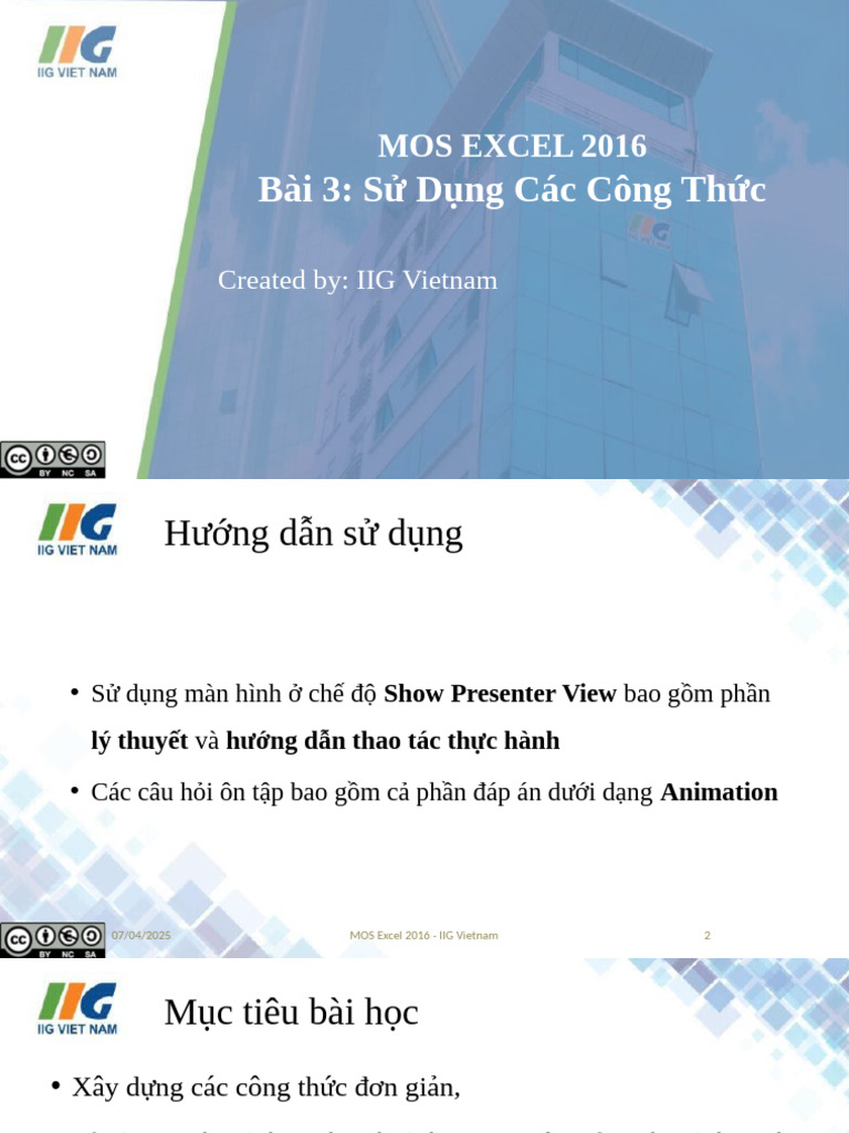 MOS Excel 2016 - Bài 3 | PDF