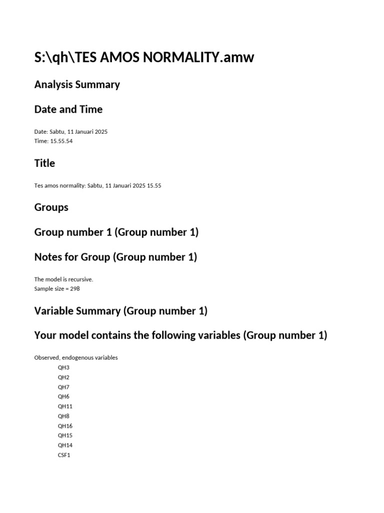 Tes Amos Normality Analysis 2025 | PDF | Statistical Theory ...