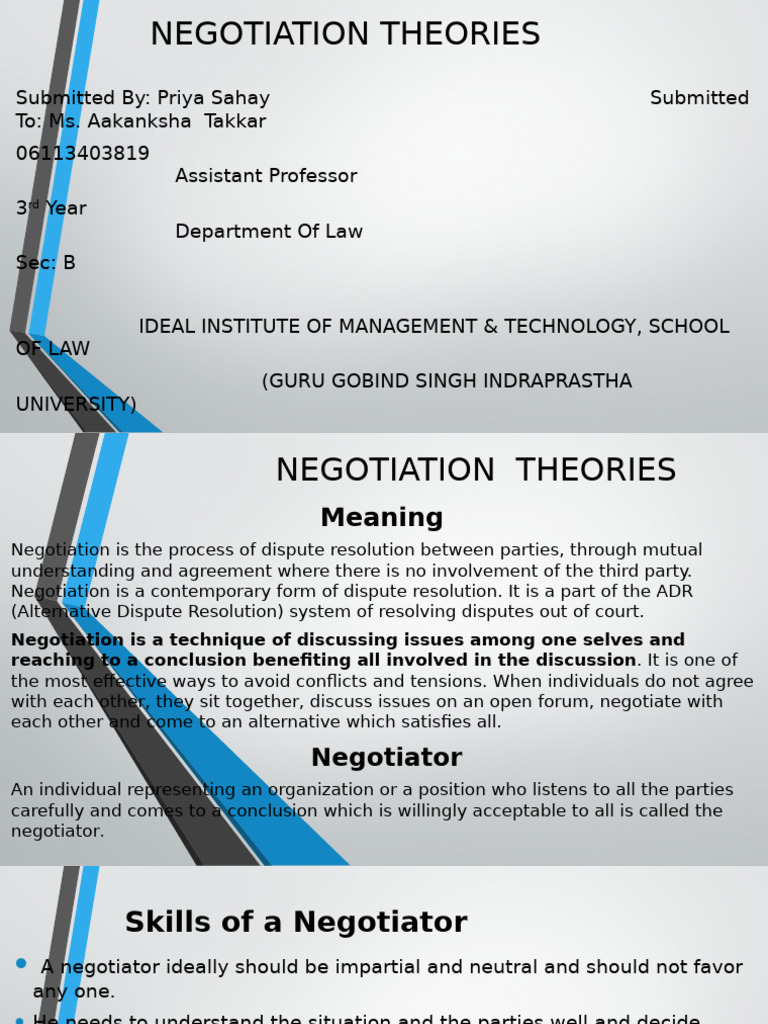 Negotiation Theories | PDF | Negotiation | Human Communication