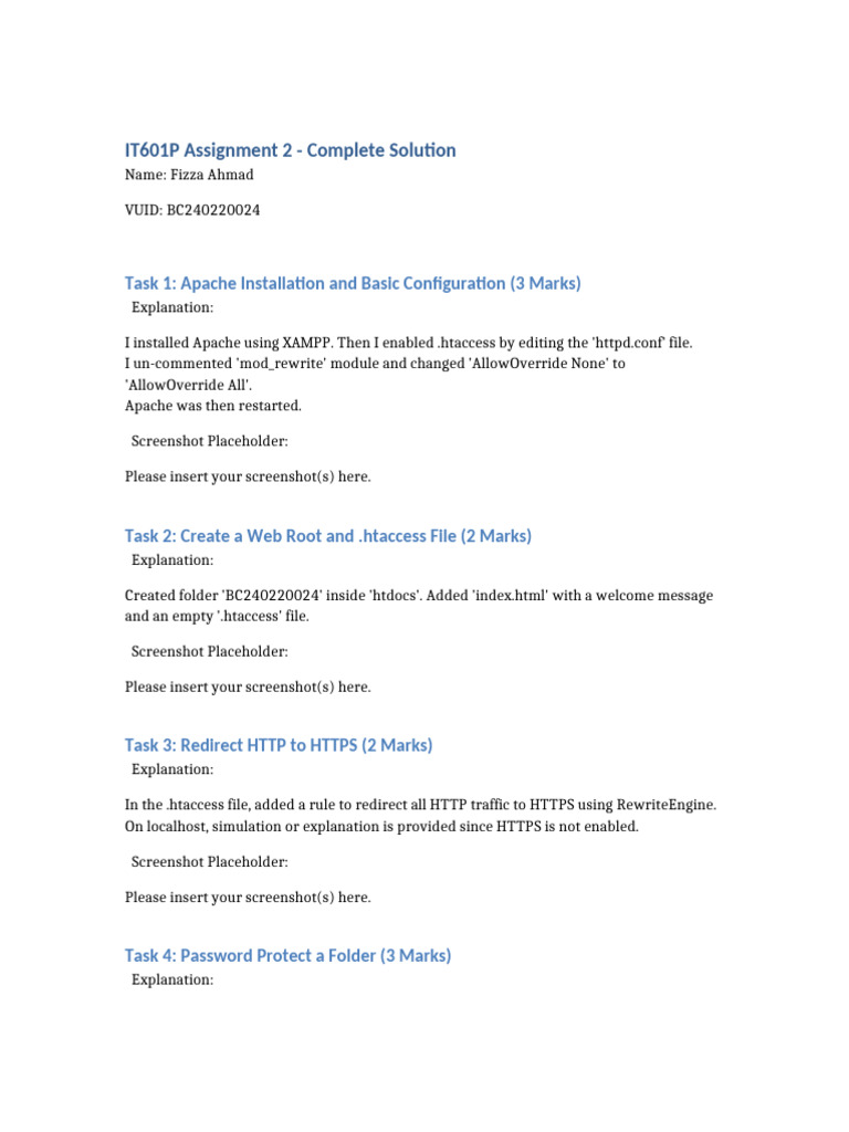 IT601P Assignment2 FizzaAhmad Complete | PDF