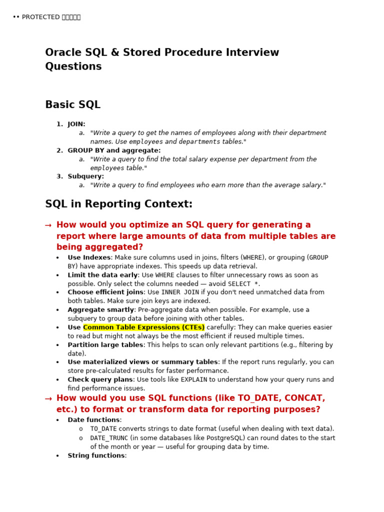 SQL Interview Questions | PDF | Parameter (Computer Programming) | Computer Programming