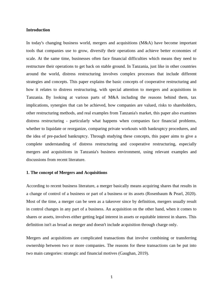 Introduction Merger and Restructuring | PDF | Mergers And Acquisitions ...