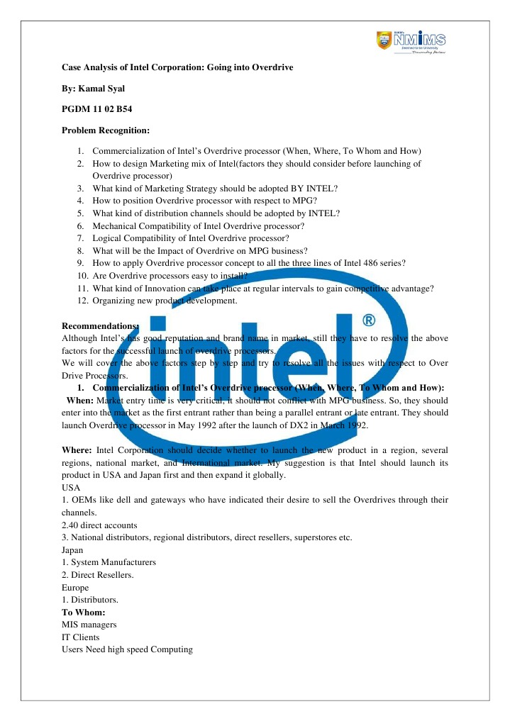 Case Analysis of Intel Corporation | PDF | Intel | Marketing