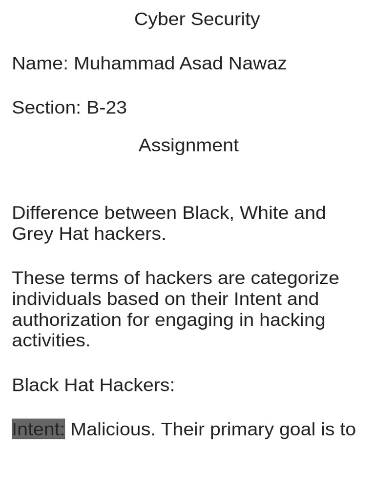 Cybersecurity Assignment.. | PDF | Security | Computer Security