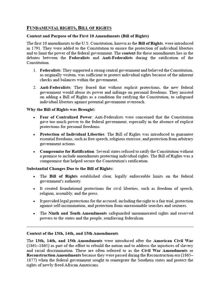 Understanding the Bill of Rights and Amendments | PDF | United States ...