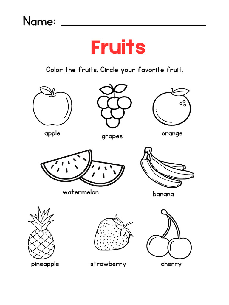 Yellow Illustrative Fruits Coloring Worksheet - 20250704 - 150413 ...