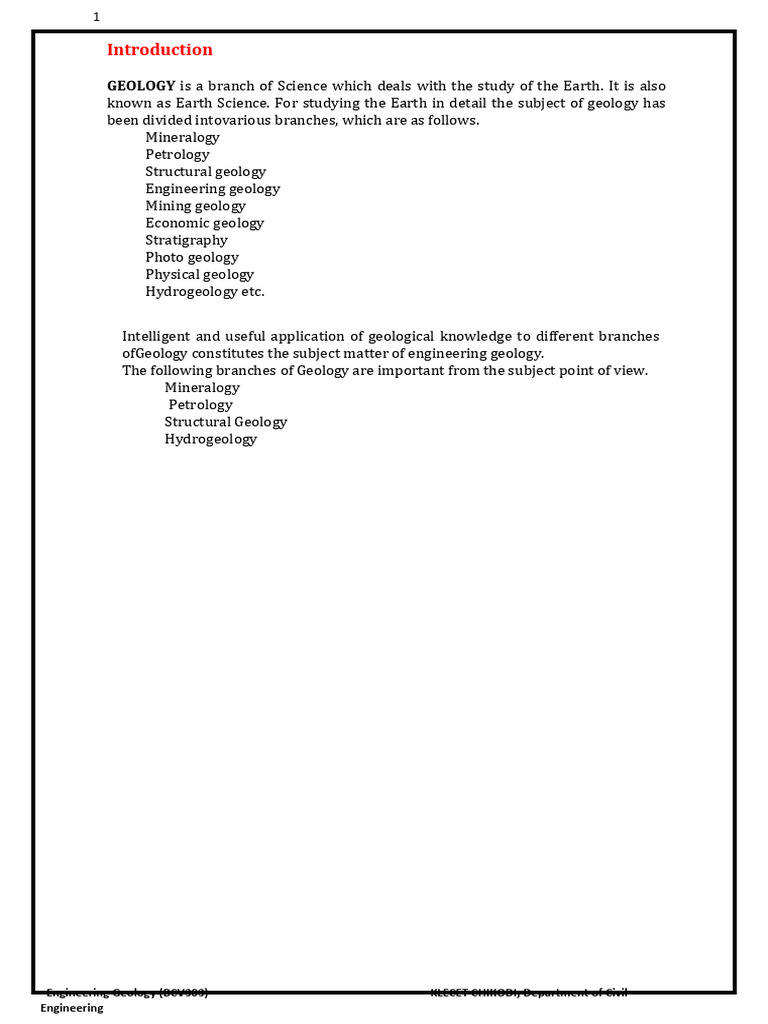 Engineering Geology Lab Manual | PDF | Minerals | Rock (Geology)