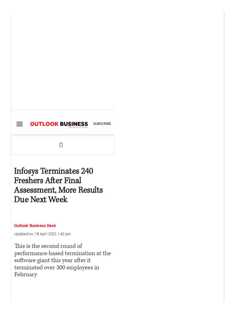 Infosys Lays Off 240 Freshers After Final Assessment, More Results Due ...