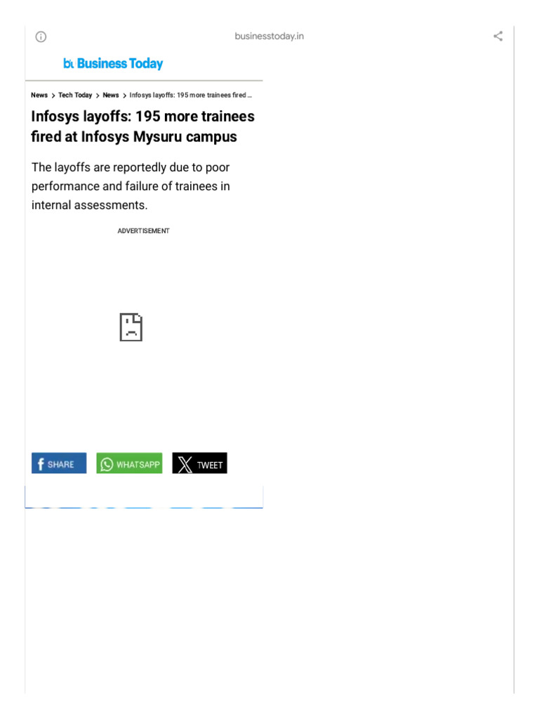 Infosys Layoffs - 195 More Trainees Fired at Infosys Mysuru Campus ...