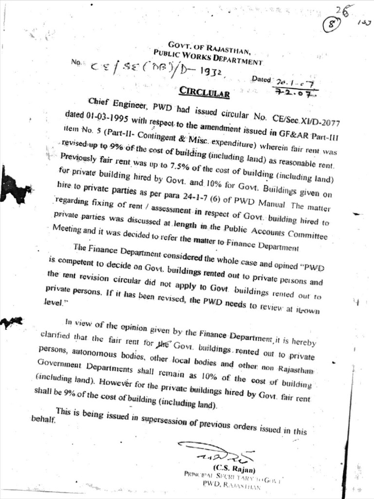 Rent or Valuation Circular | PDF