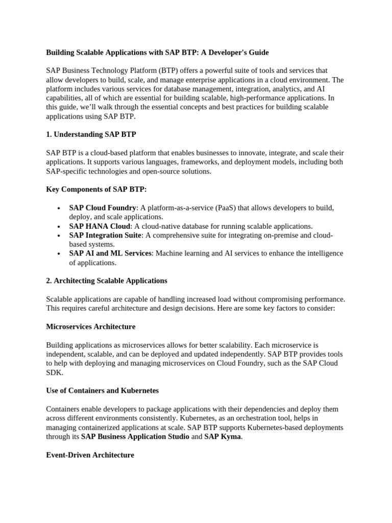 Blogpost - Building Scalable Applications With SAP BTP | PDF | Cloud ...