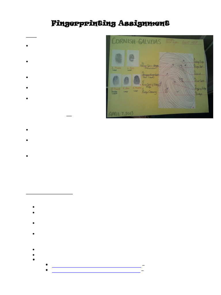 U3-2 Fingerprinting Assignment | PDF | Fingerprint | Crime Scene