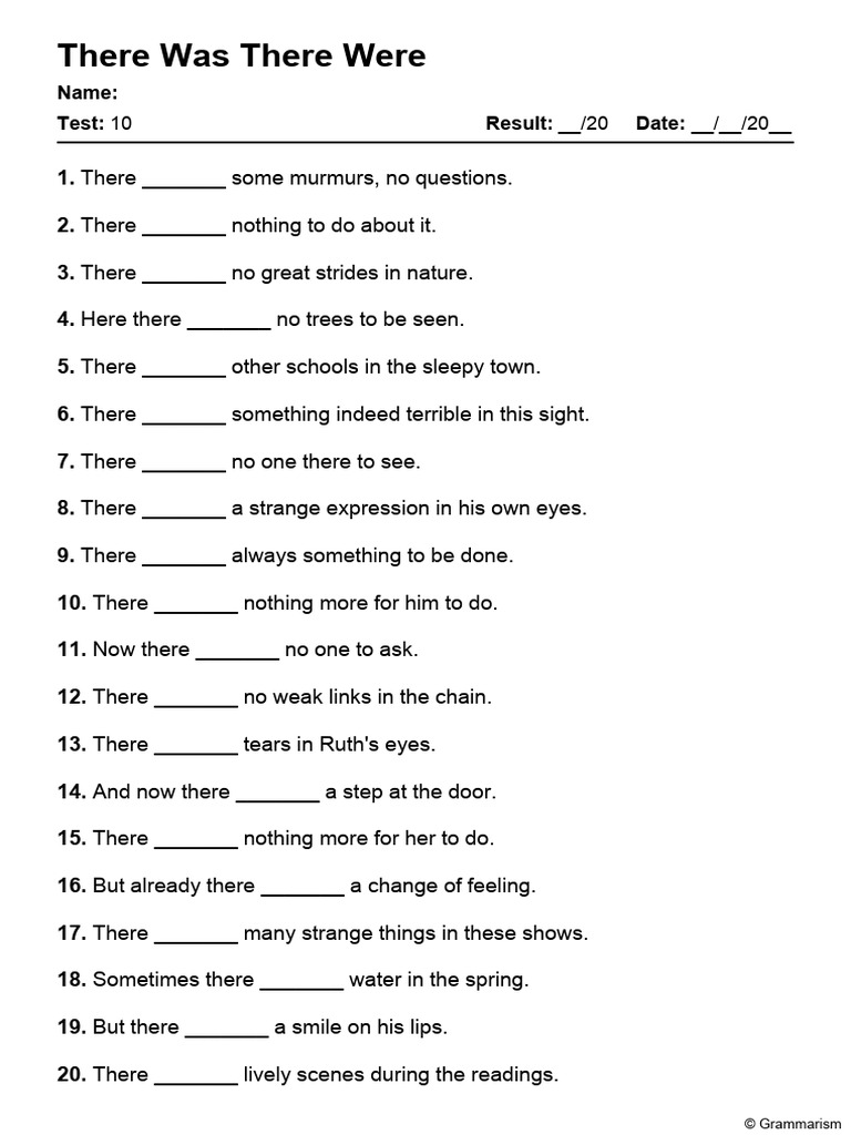 Grammarism There Was There Were Test 10 1674494 | PDF