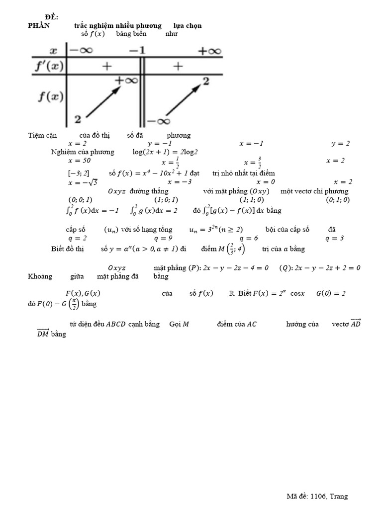 Tự Ôn Tập Mã Đề 1106 | PDF