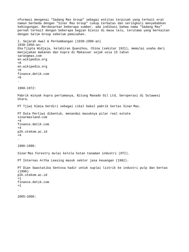 Sejarah dan Perkembangan Sadang Mas Group | PDF