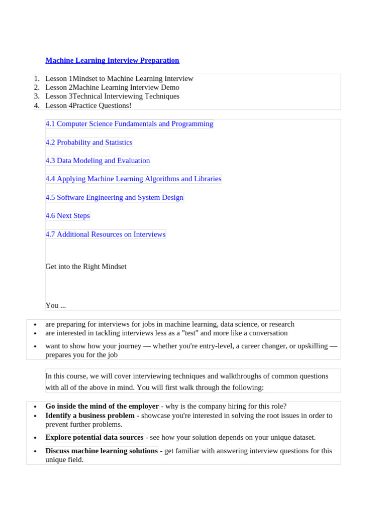 Machine Learning Interview Guide | PDF | Machine Learning | Statistics