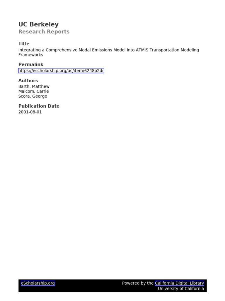 Barth 2001 - Integrating A Comprehensive Modal Emissions Model Into ...