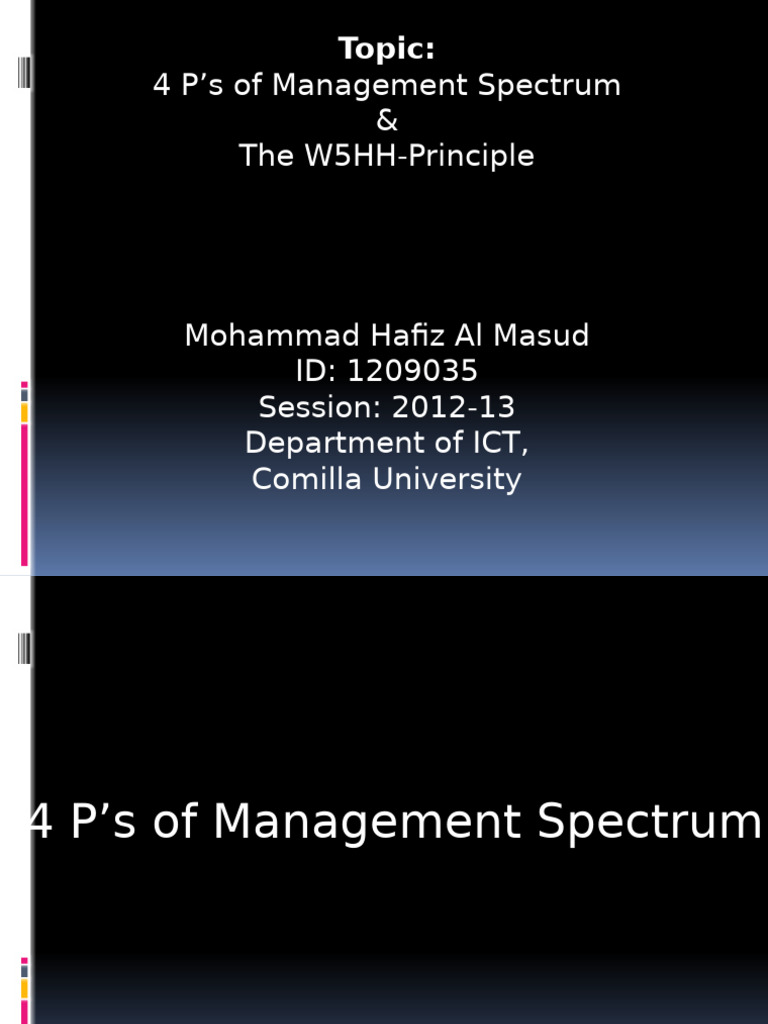 4ps of Management Spectrum The W5hh-Principle | PDF | Software | Business