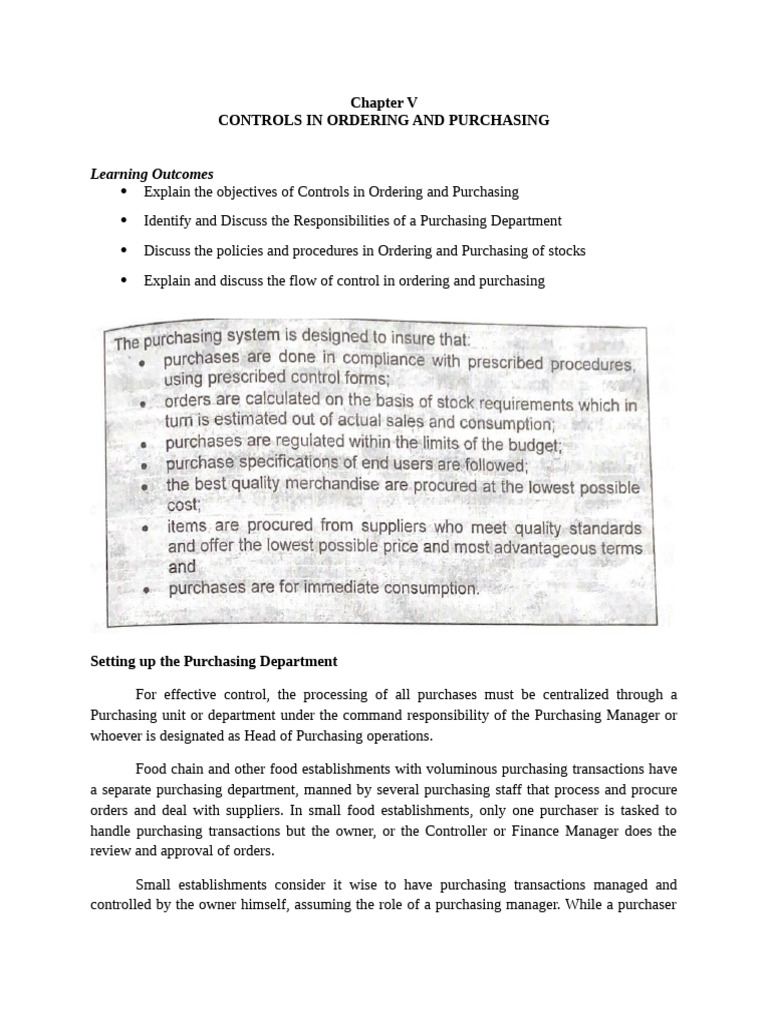 Controls in Ordering and Purchasing Guide | PDF | Forecasting | Procurement