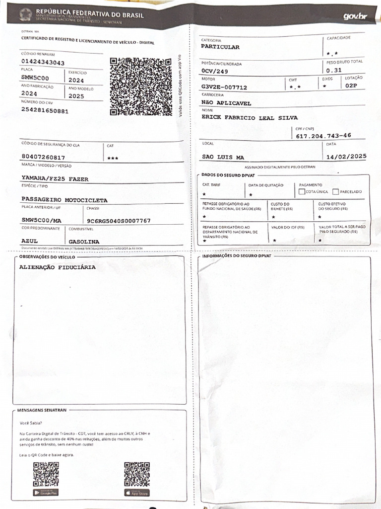 CRLV - Fazer Azul | PDF