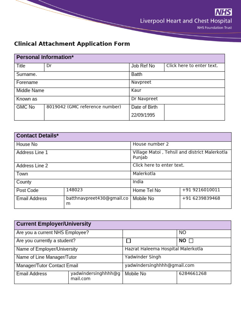 New Clinical Attachment Application Form 6 | PDF | Health Care | Hospital