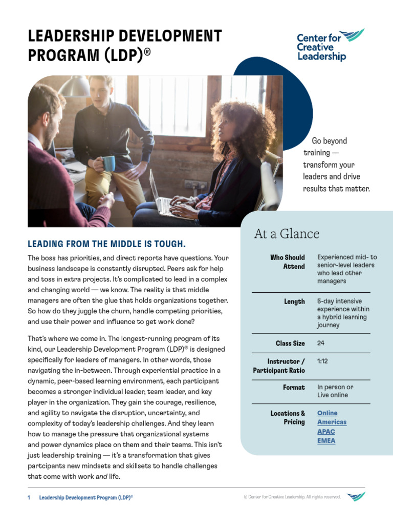 Leadership Development Program Brochure Center For Creative Leadership ...