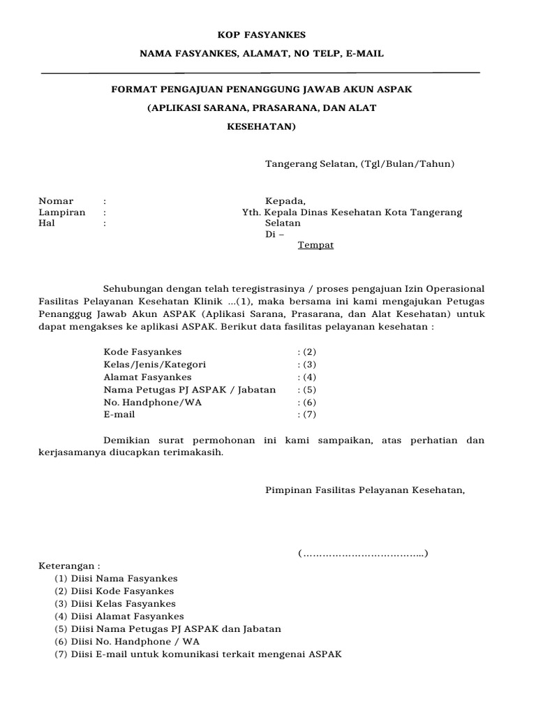 Format Pengajuan PJ ASPAK | PDF