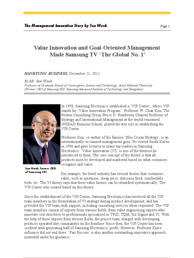 Samsung's Value Innovation Journey | PDF | Samsung | Innovation