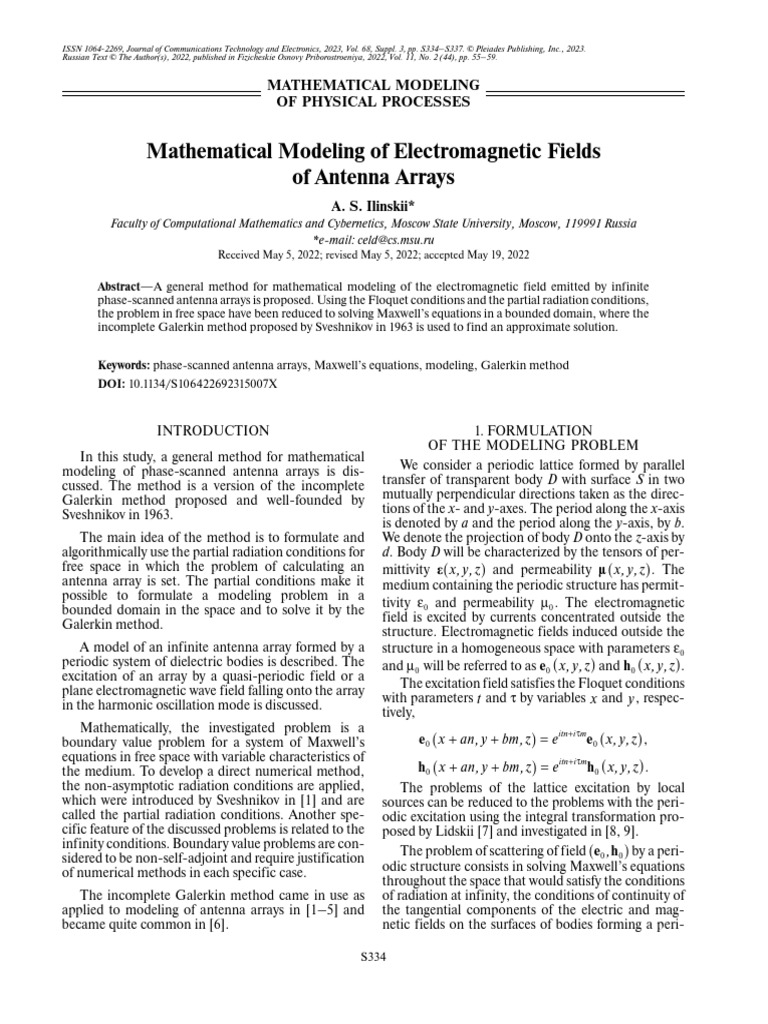 Mathematical Modeling of Electromagnetic Fields of Antenna Arrays | PDF ...