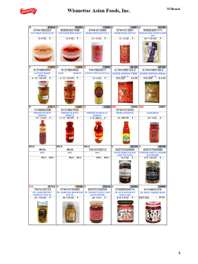 Wismettac Grocery Catalog | PDF | Fruit Vegetables | Vegetarian Cuisine