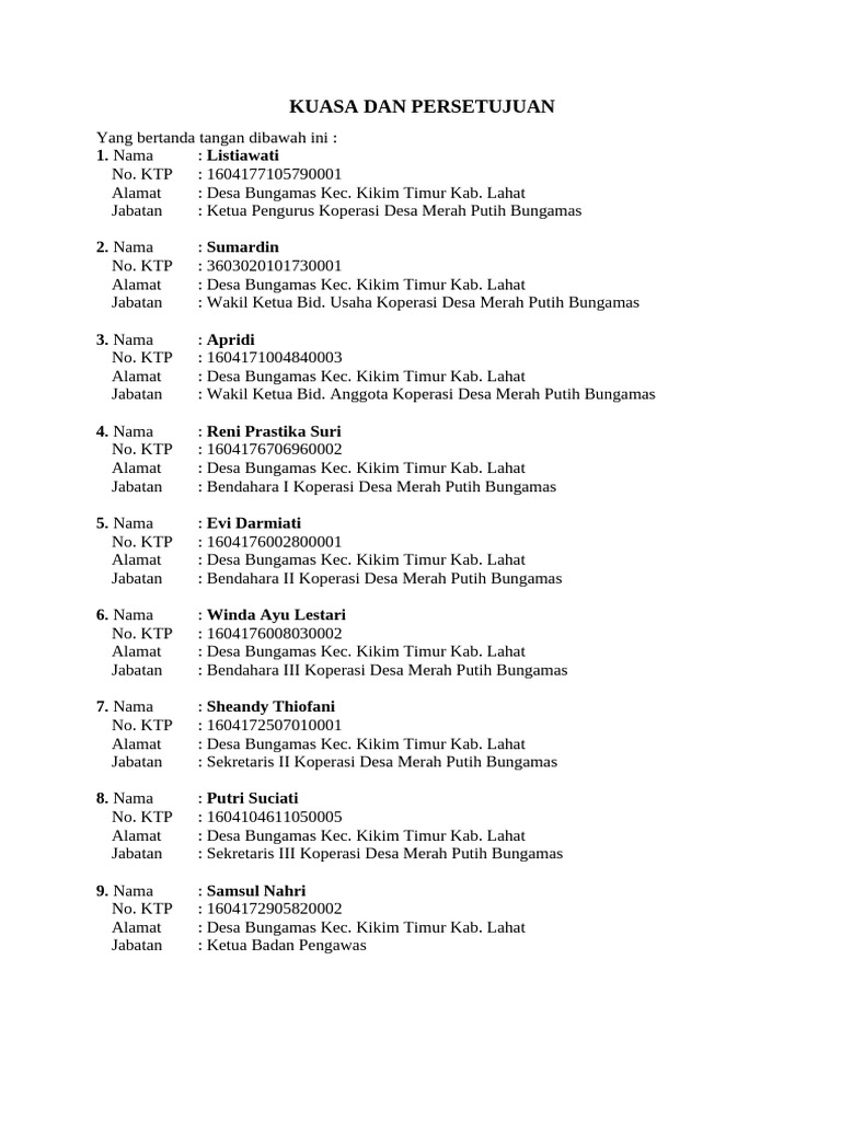 Kuasa Dan Persetujuan KMP BMS | PDF