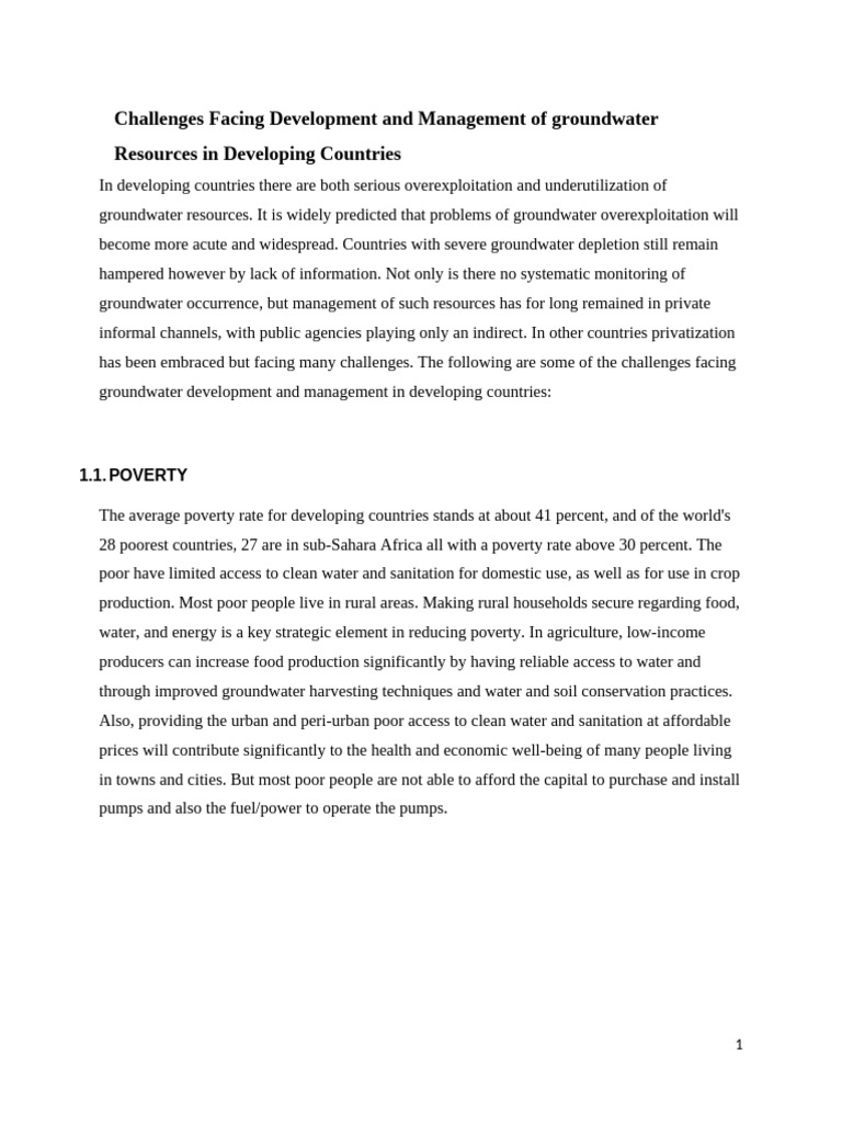 Groundwater Management Challenges in Developing Countries | PDF ...