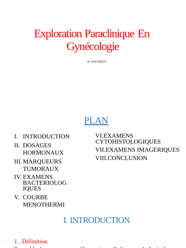 Exploration paraclinique en gynécologie | PDF | Hormone chorionique ...