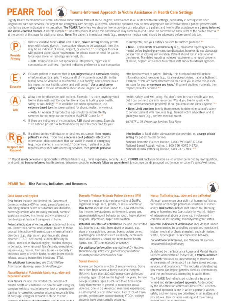 PEARR Tool for Trauma-Informed Care | PDF | Child Abuse | Violence