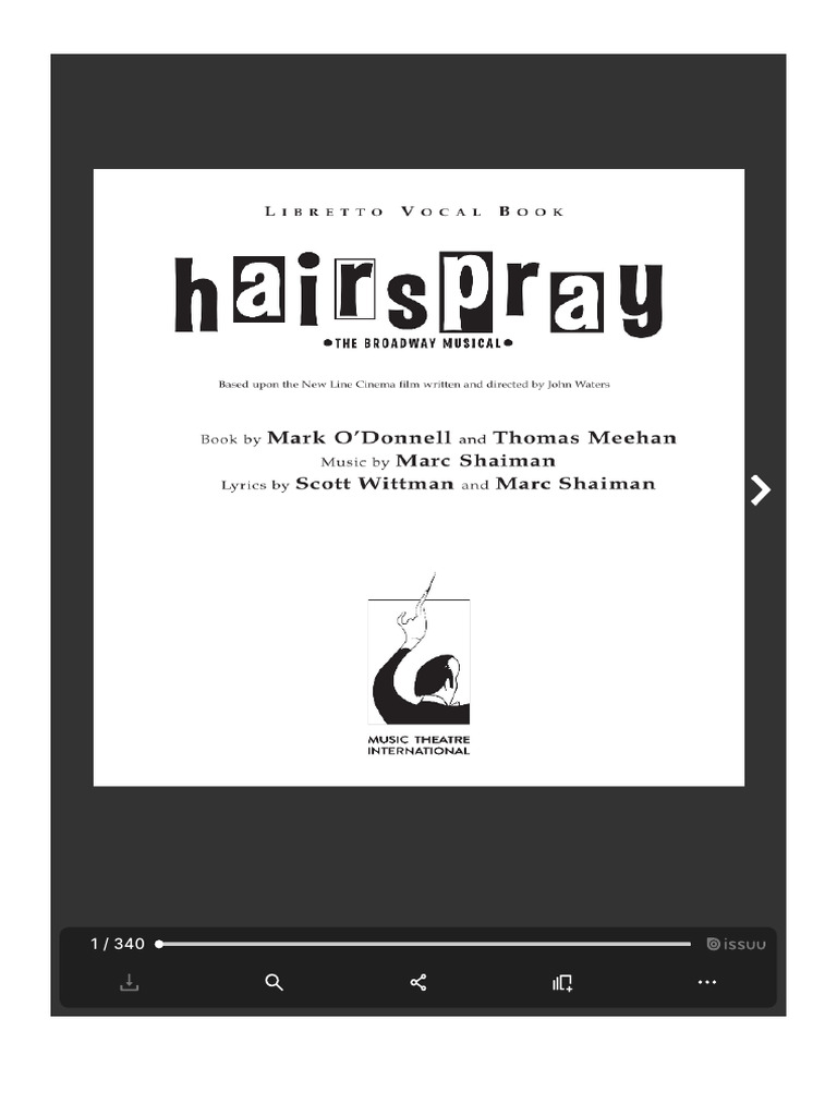 Hairspray Perusal Libretto Vocal Book by Mtieurope - Issuu | PDF
