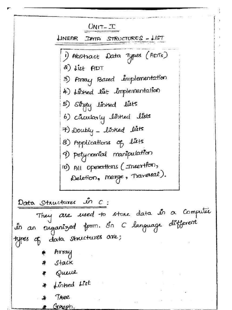 Unit 1 - Datastructures Notes | PDF