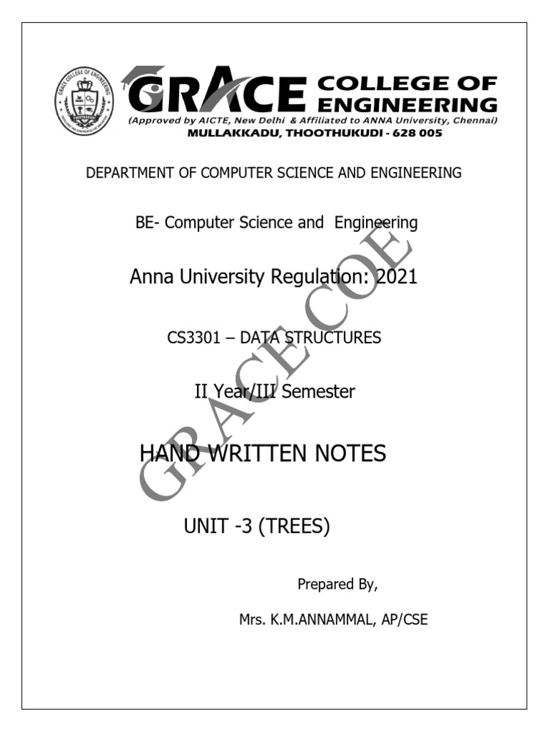 III Cse Cs3301 Ds Unit III | PDF | Computer Science | Computing
