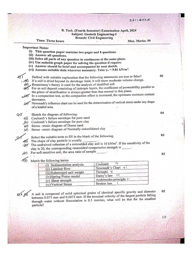 Civil 4th Sem (End Sem Pyq) 2024 | PDF