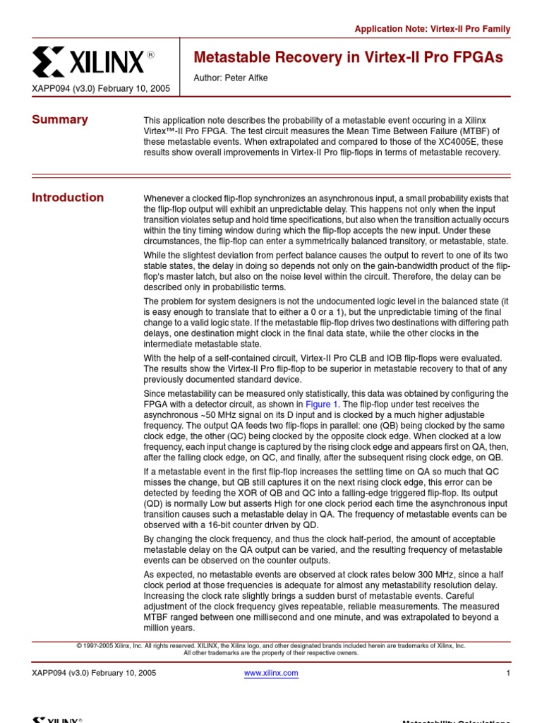 Metastable Recovery in Virtex-Ii Pro Fpgas | PDF | Electronic Circuits | Electrical Circuits