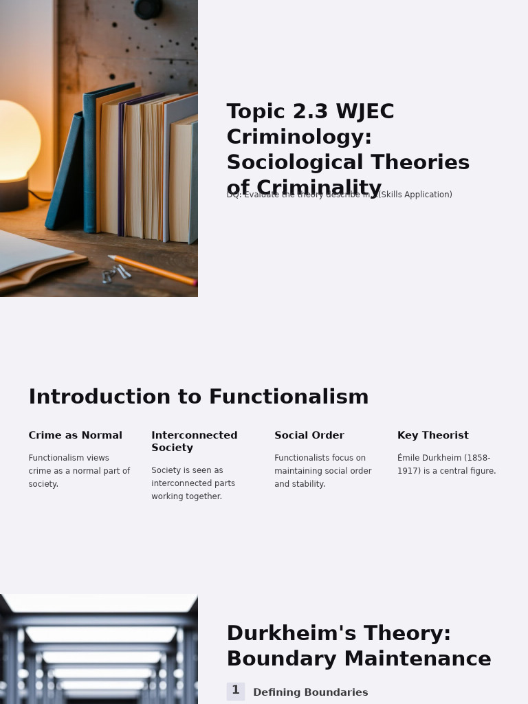 Topic 23 WJEC Criminology Sociological Theories of Criminality | PDF | Deviance (Sociology) | Crimes