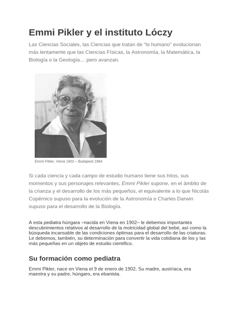 Emmi Pikler | PDF | Pediatría | Orfanato