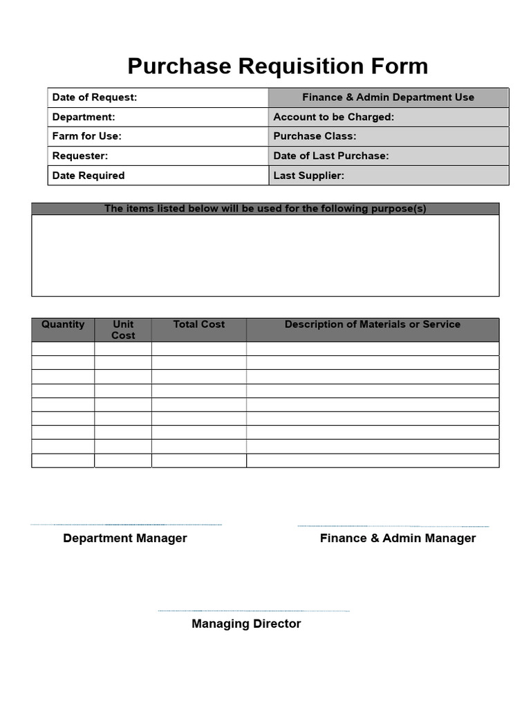Purchase Requisition Form | PDF