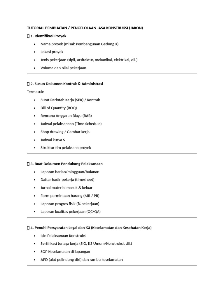 Panduan Lengkap Jasa Konstruksi Jakon | PDF