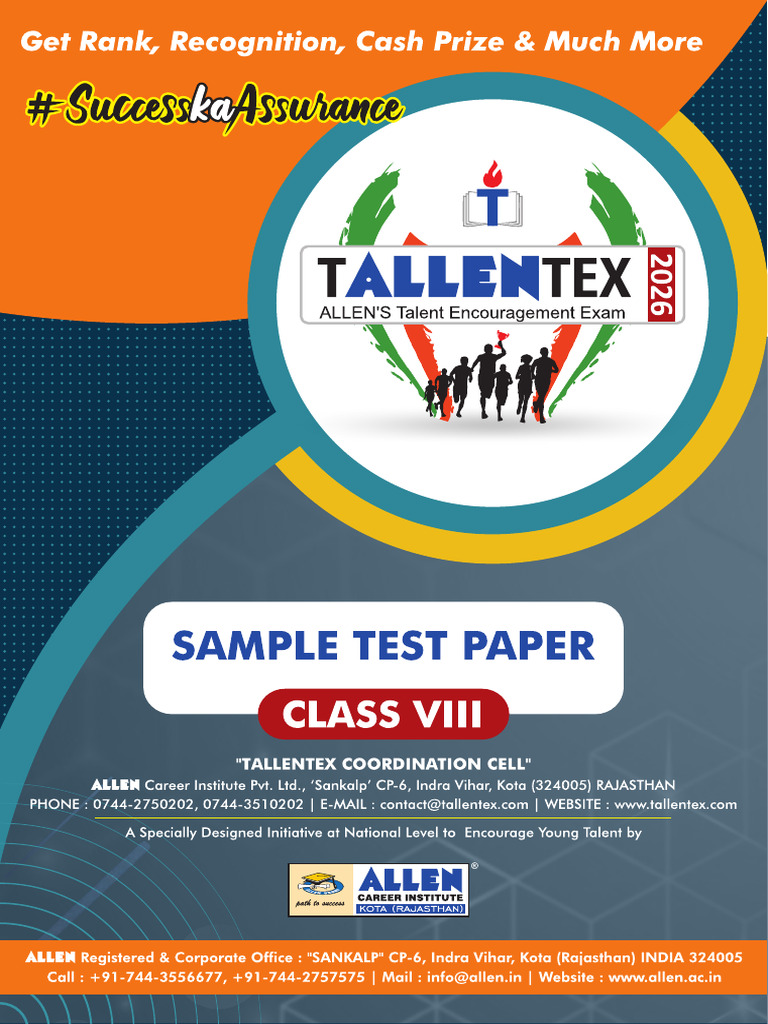Class 8 Tallentex Sample Paper 2025 | PDF | Physical Sciences