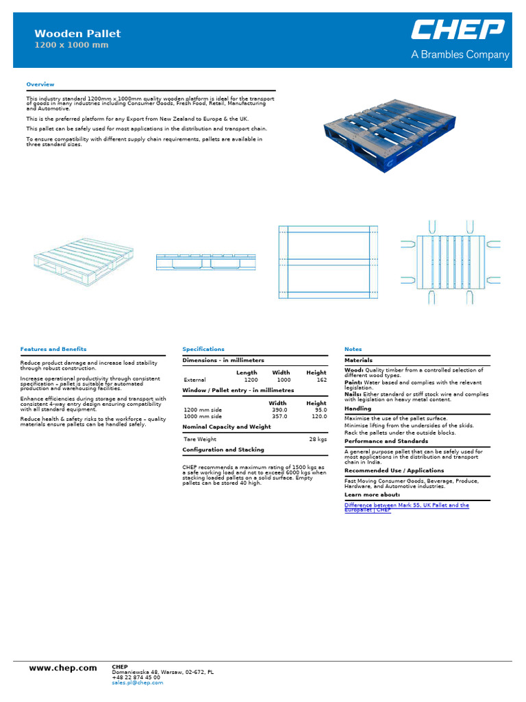 1200 x 1000 mm Wooden Pallet Overview | PDF | Pallet | Manufactured Goods